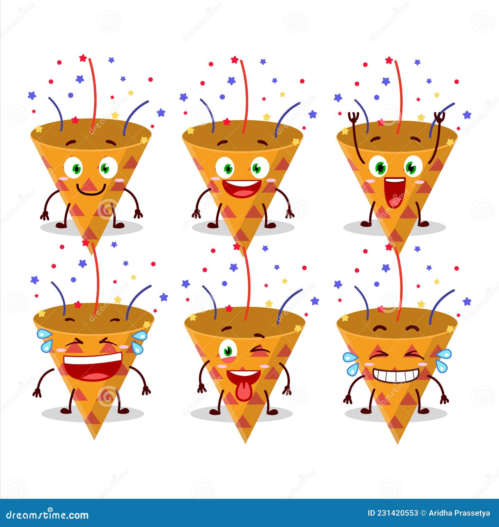 Cartoon Character of Red Rocket Firework with Smile Expression Stock ...