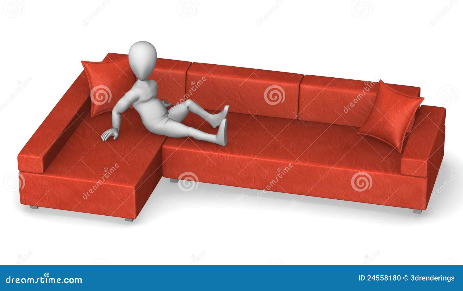 Cartoon Character on Red Sofa Stock Illustration - Illustration of ...