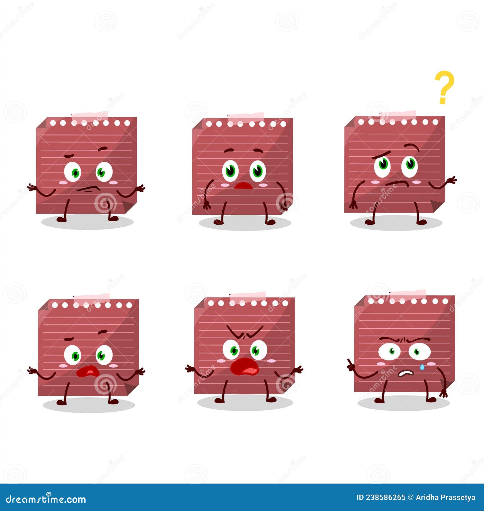 Cartoon Character of Red Sticky Note with What Expression Stock Vector ...