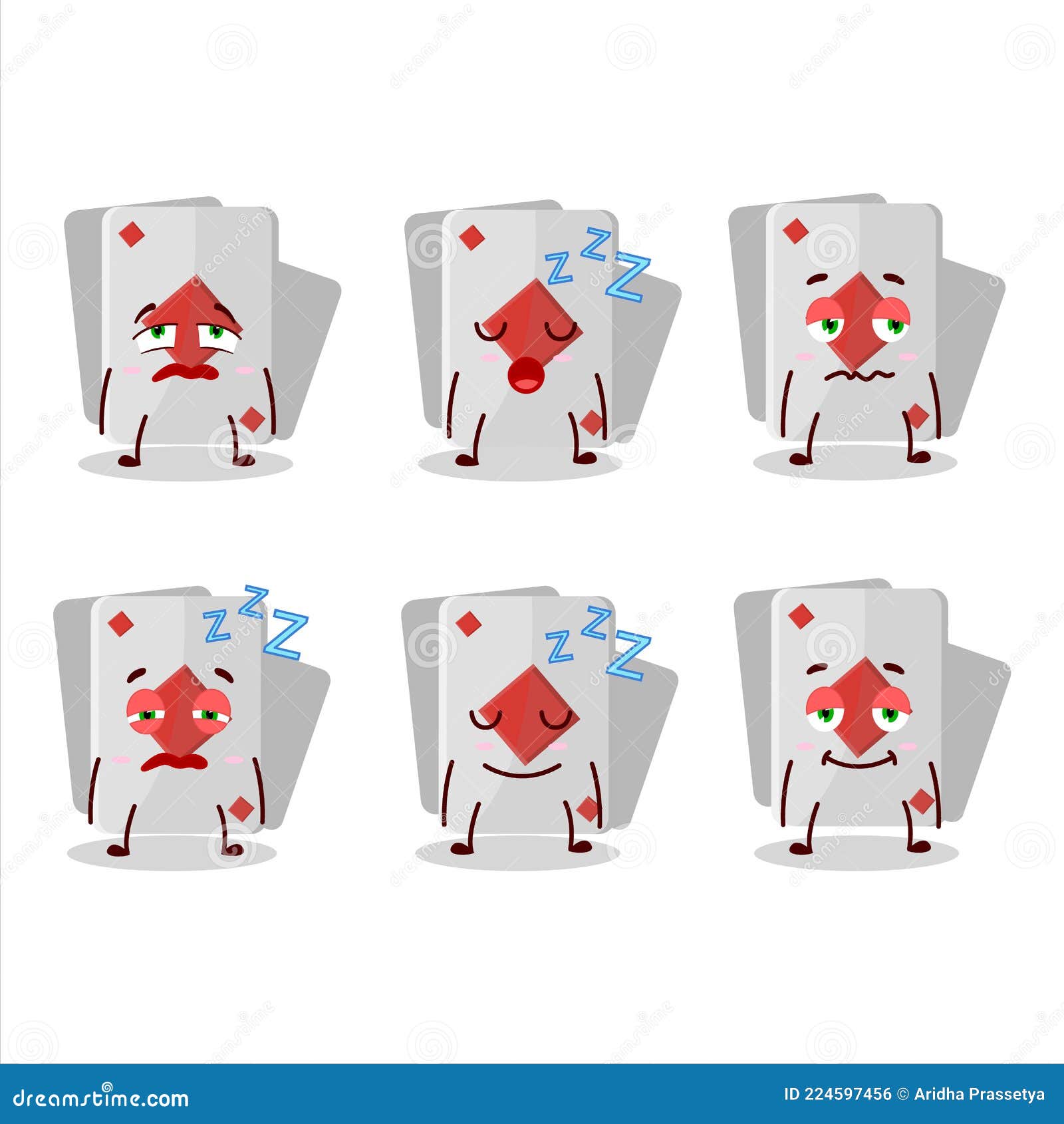 Cartoon Character of Remi Card Diamond with Sleepy Expression Stock ...