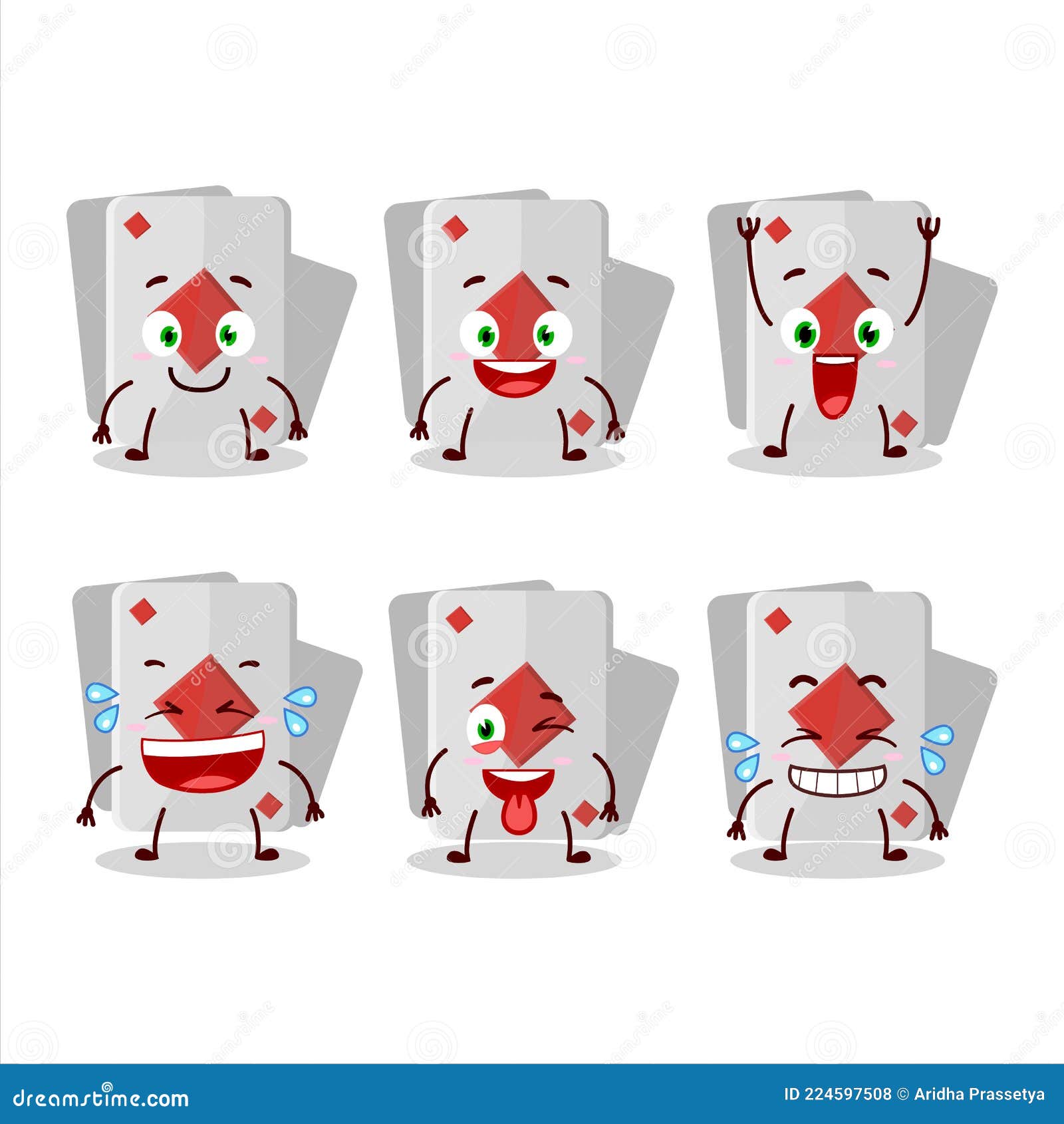Remi Card Diamond Cartoon Character With Love Cute Emoticon ...