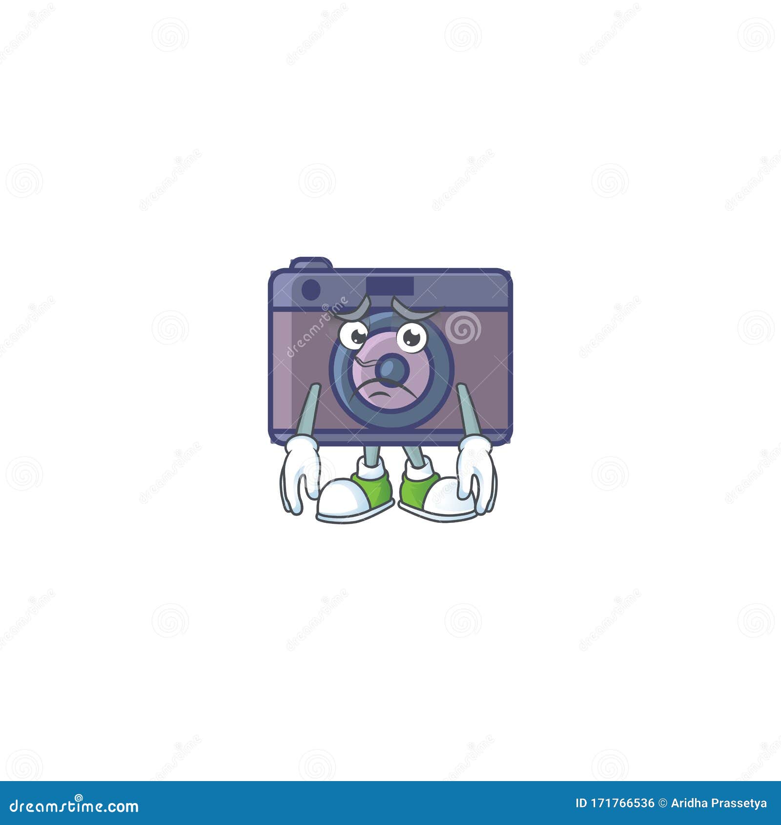 Cartoon Character of a Retro Camera Having an Afraid Face Stock Vector ...