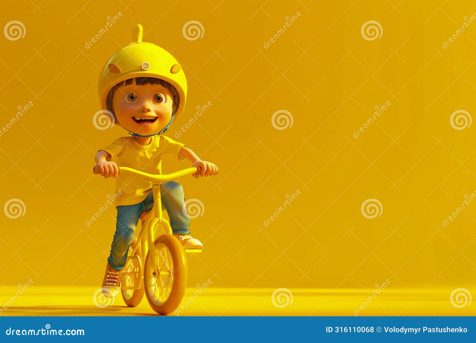 A Cartoon Character Riding a Yellow Bicycle Stock Illustration ...