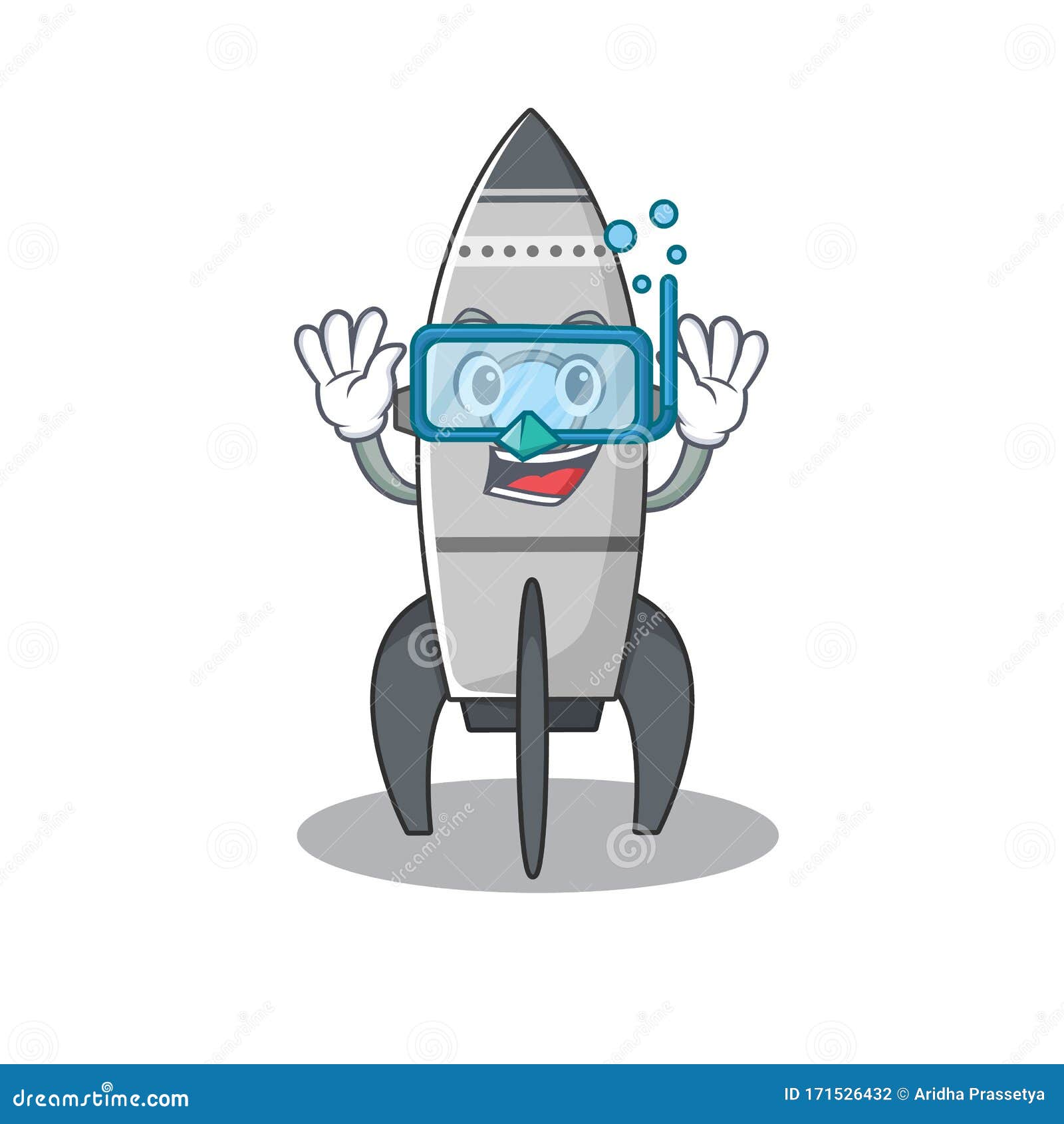 Cartoon Character of Rocket Wearing Diving Glasses Stock Vector ...