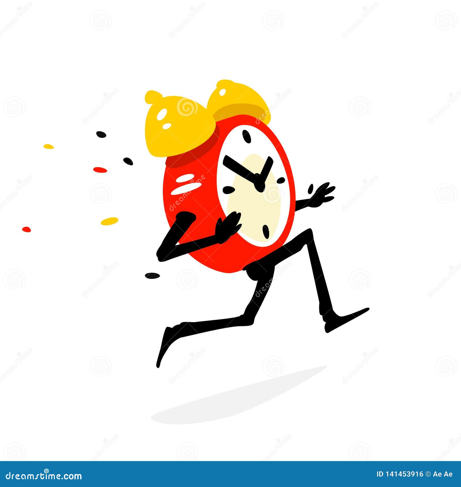 Cartoon Character Running Alarm Clock. Vector Illustration. Time is Up ... Cartoon Character Running Alarm Clock. Vector Illustration. Time is Up ...