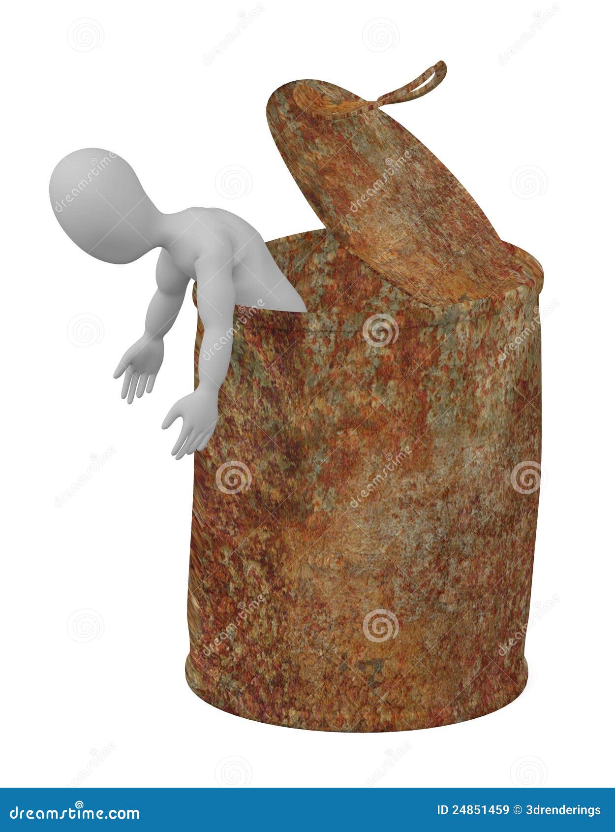 Cartoon Character in Rusty Can Stock Illustration - Illustration of ...