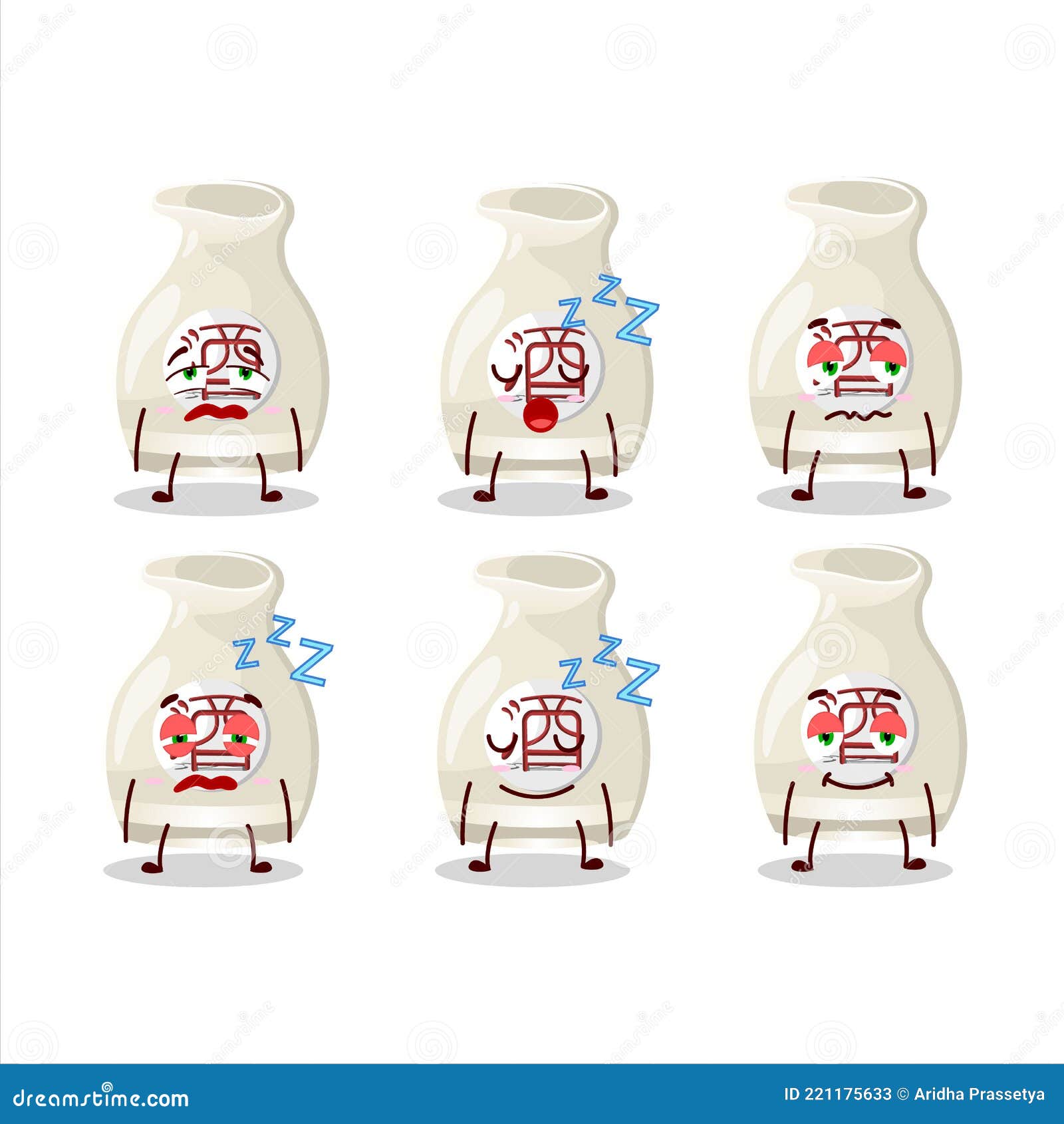 Cartoon Character of Sake Drink with Sleepy Expression Stock Vector ...