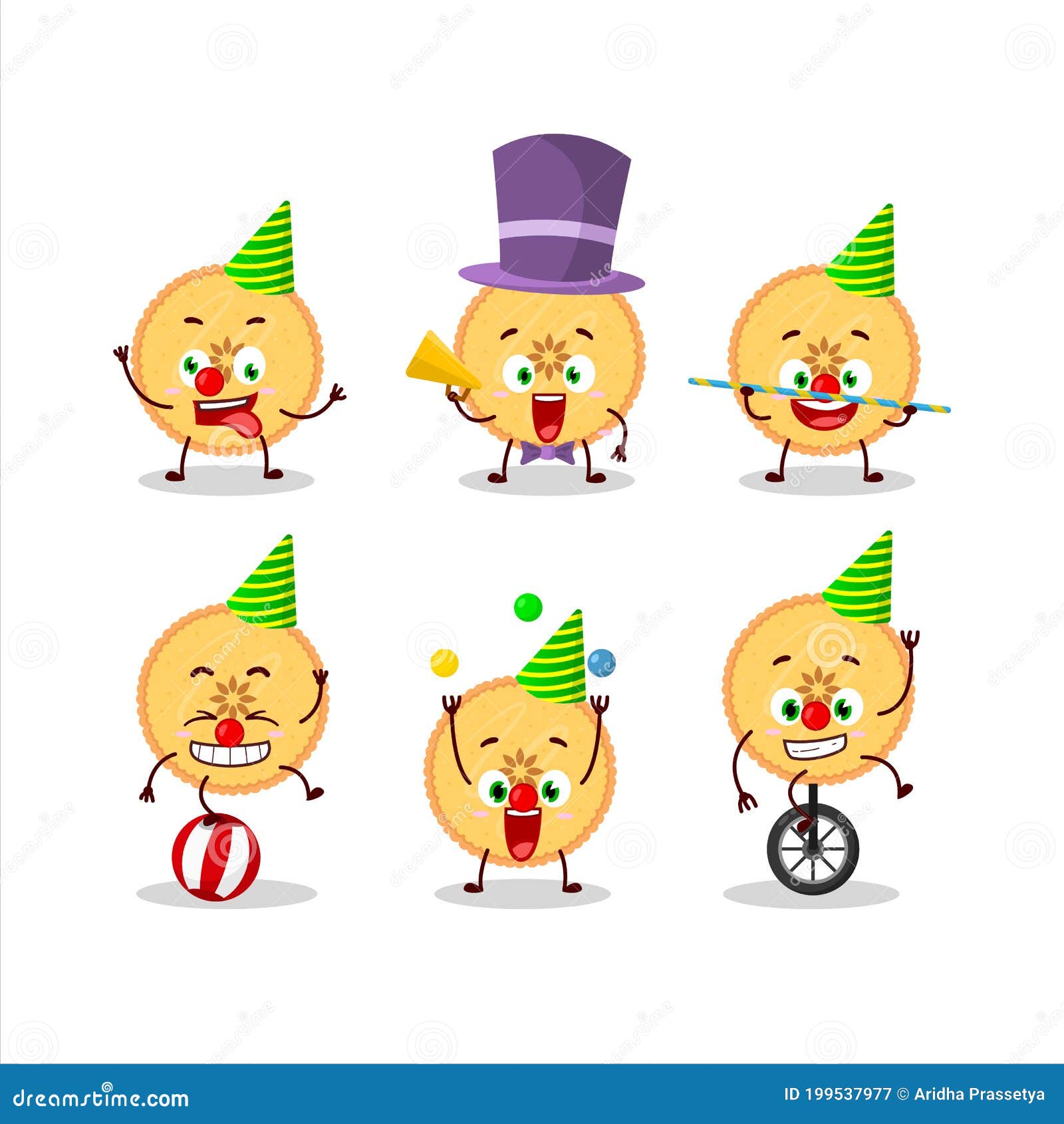 Cartoon Character of Savory Pie with Various Circus Shows Stock Vector ...
