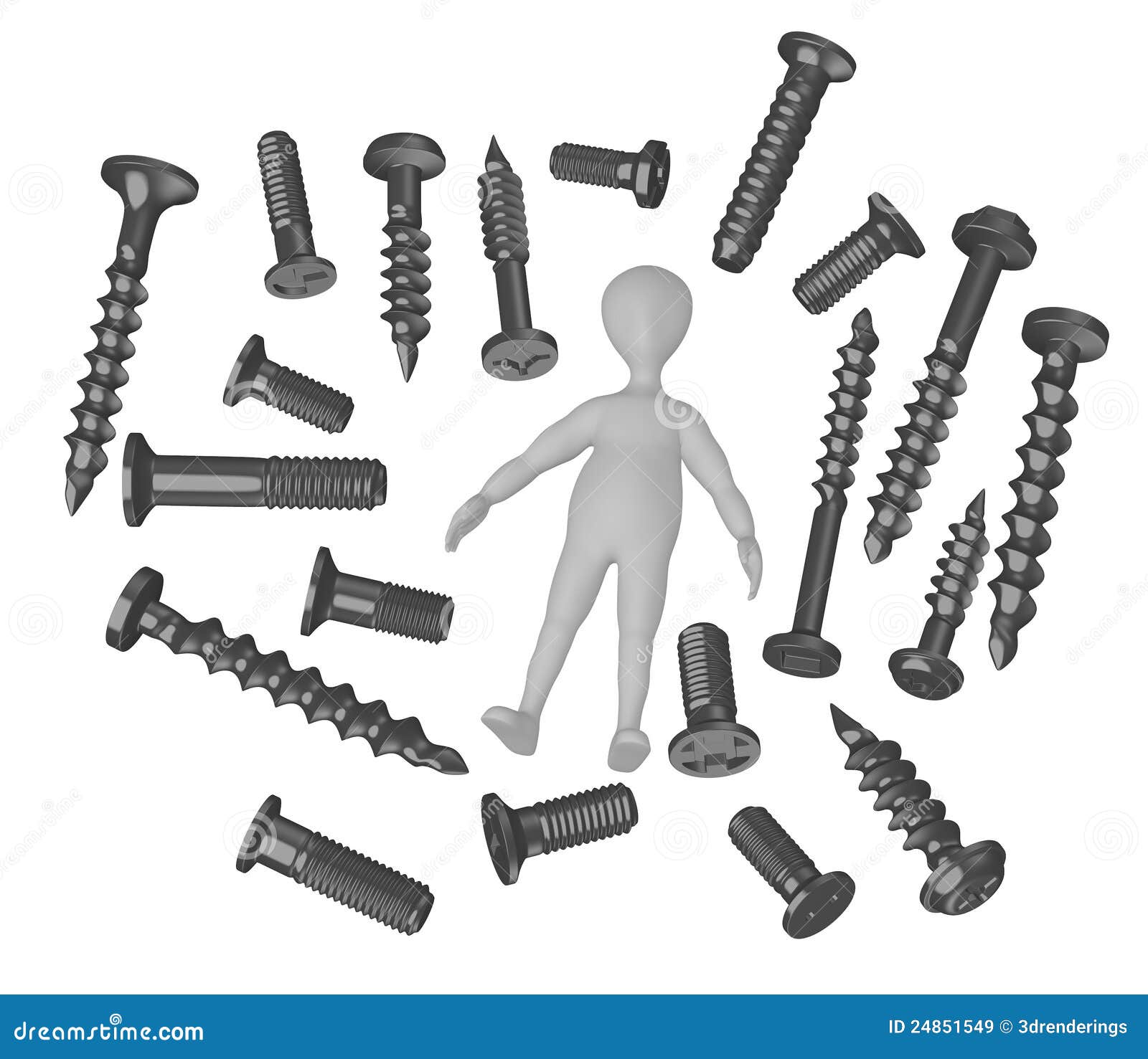 Cartoon Character with Screws Stock Illustration - Illustration of ...