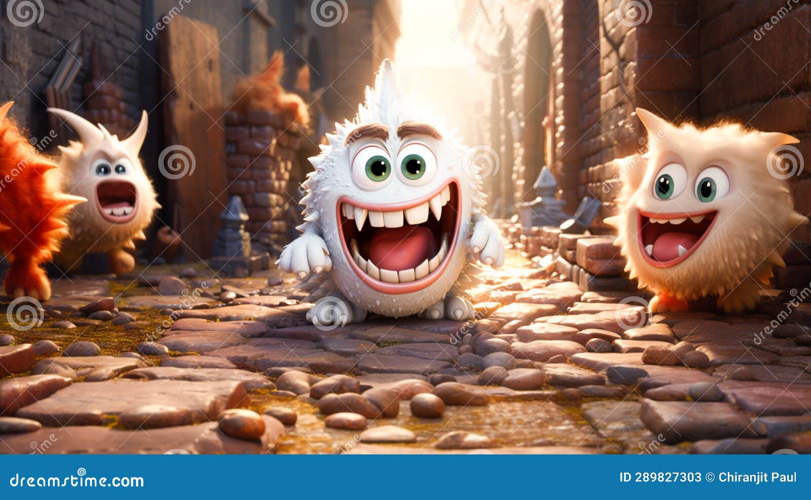 A Cartoon Character with Sharp Teeth and Eye Stock Illustration ...