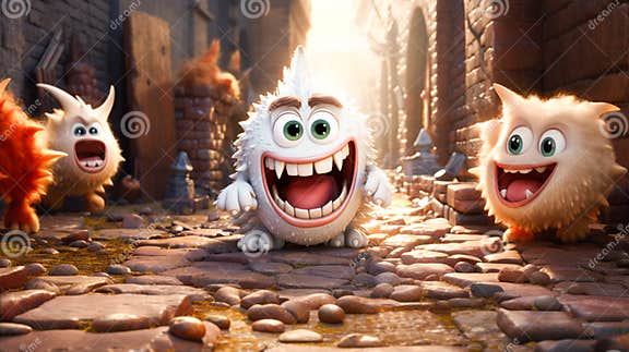 A Cartoon Character with Sharp Teeth and Eye Stock Illustration ...