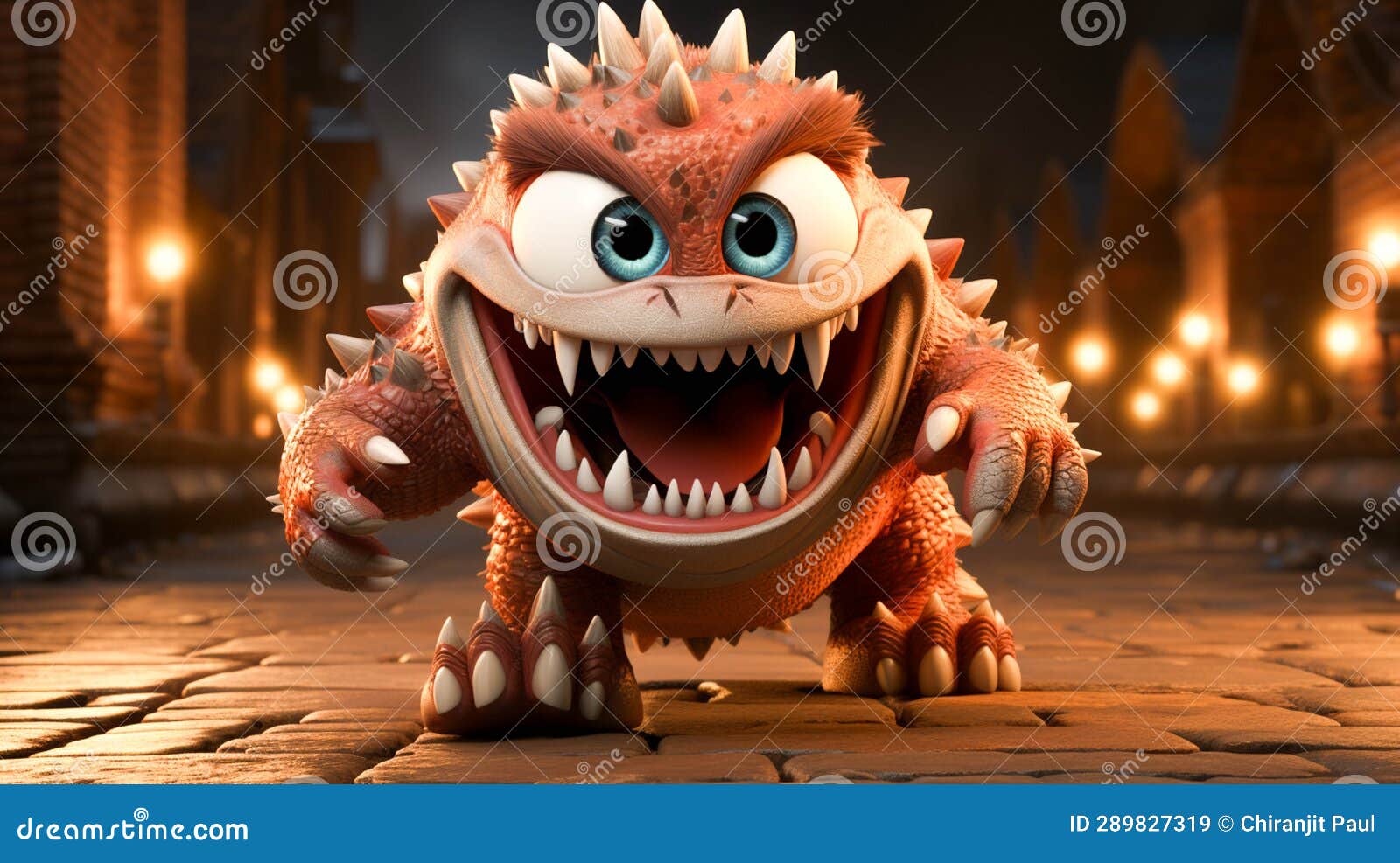 A Cartoon Character with Sharp Teeth and Eye Stock Illustration ...