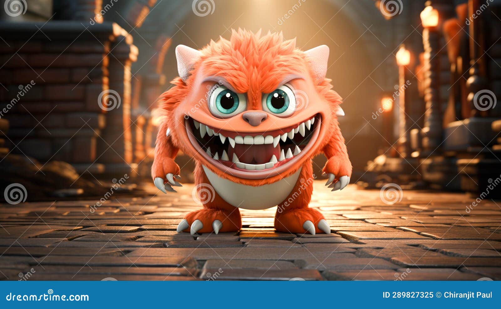 A Cartoon Character with Sharp Teeth and Eye Stock Illustration ...