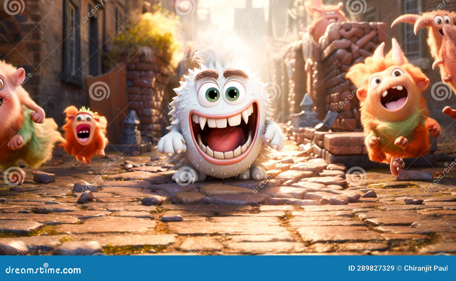 A Cartoon Character with Sharp Teeth and Eye Stock Illustration ...