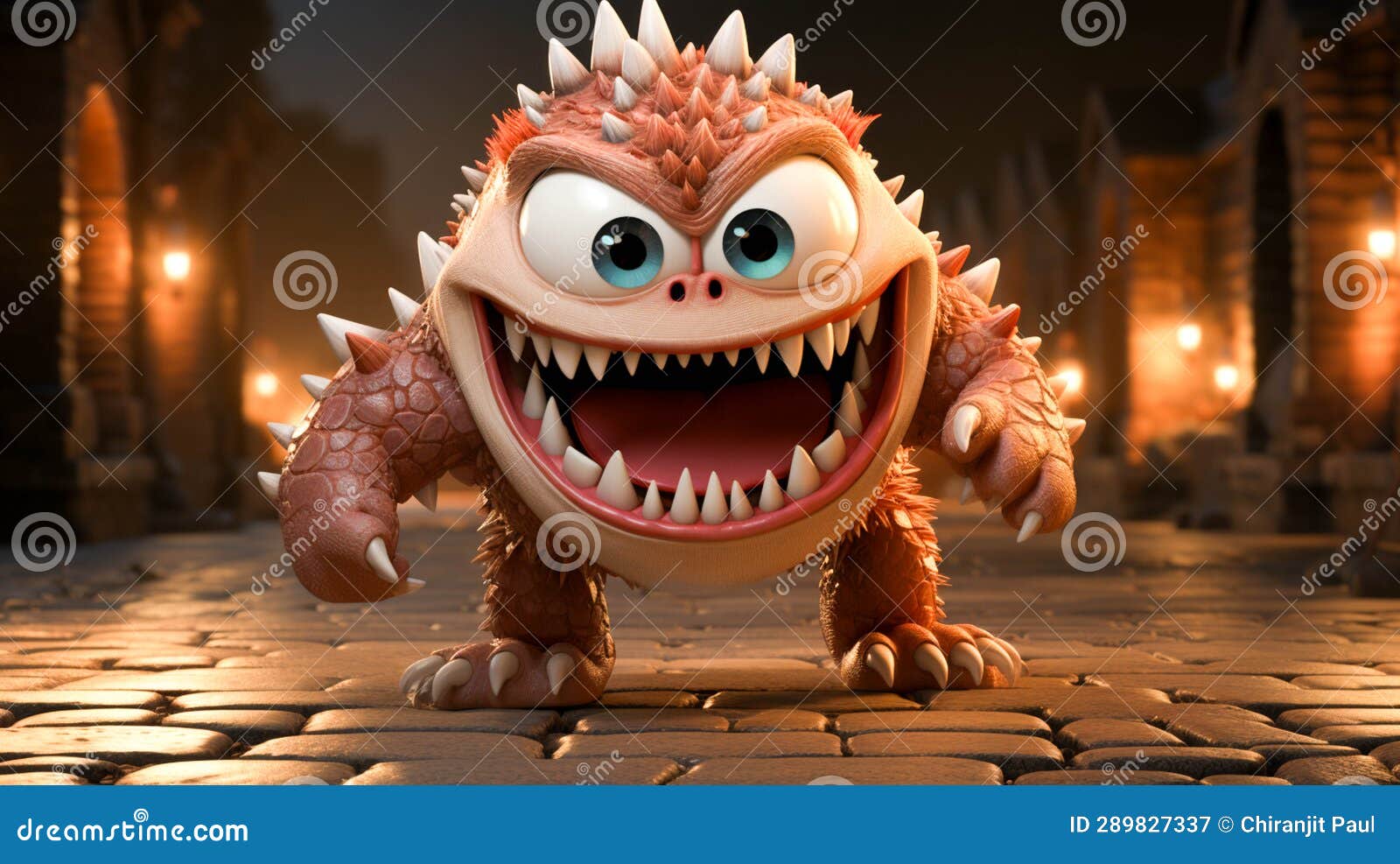 A Cartoon Character with Sharp Teeth and Eye Stock Illustration ...