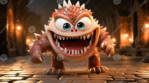 A Cartoon Character with Sharp Teeth and Eye Stock Illustration ...