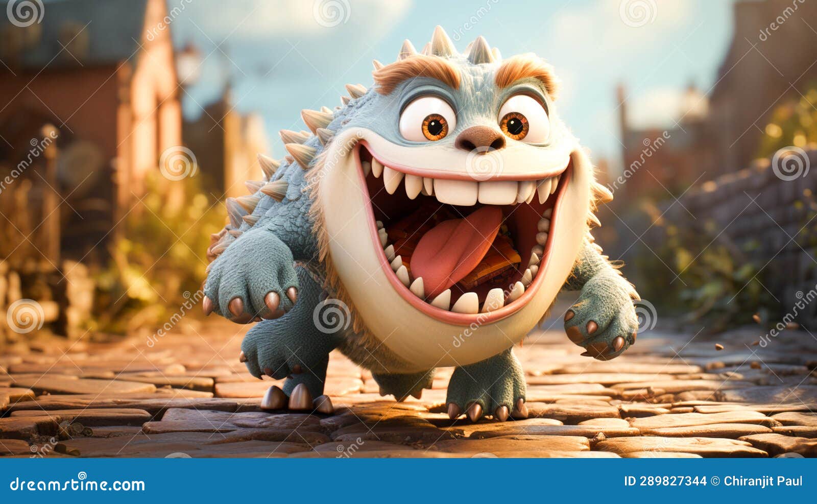 A Cartoon Character with Sharp Teeth and Eye Stock Illustration ...