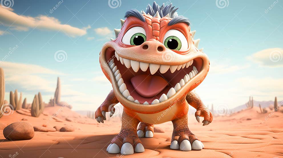 A Cartoon Character with Sharp Teeth and Eye Stock Illustration ...