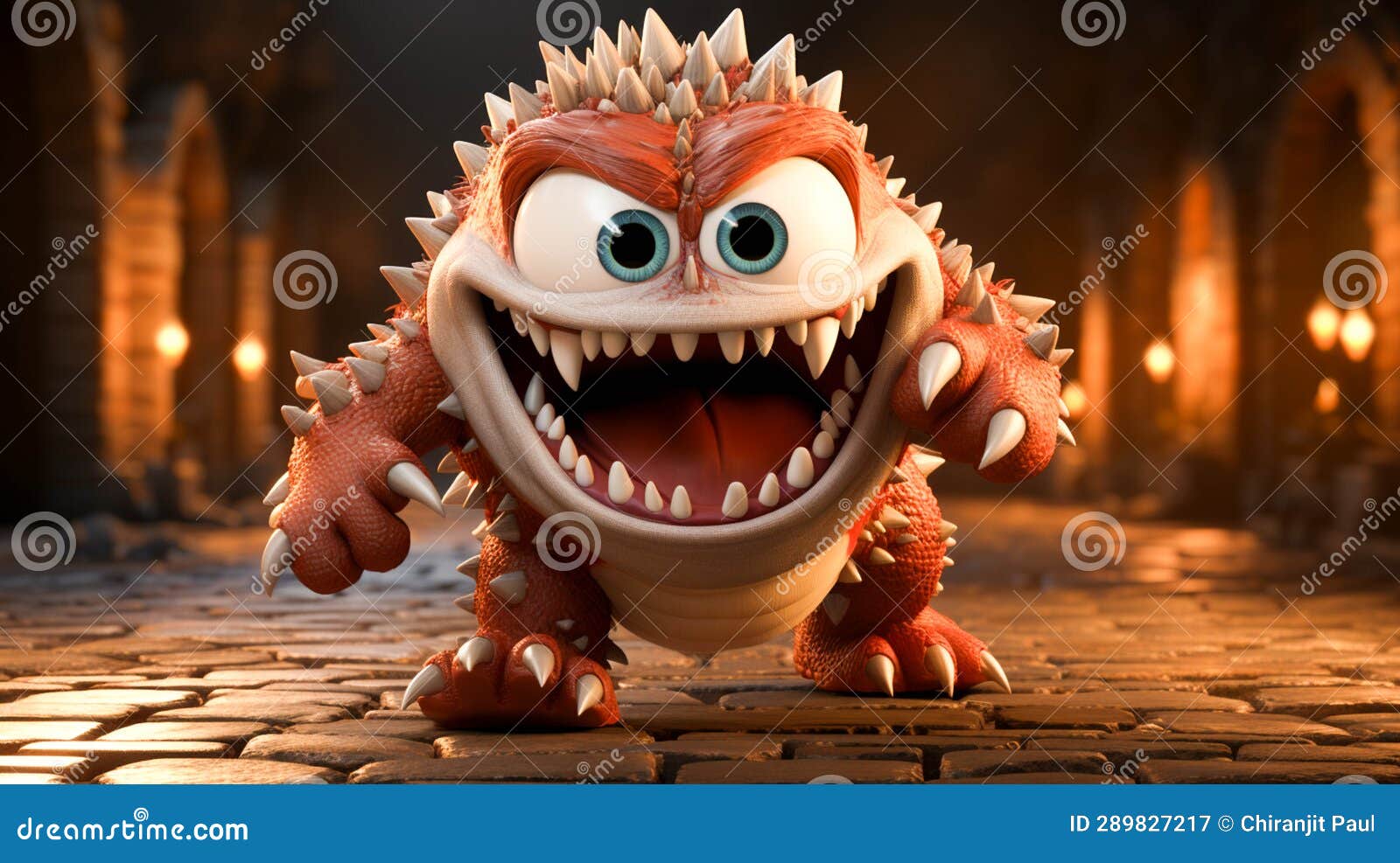A Cartoon Character with Sharp Teeth and Eye Stock Illustration ...
