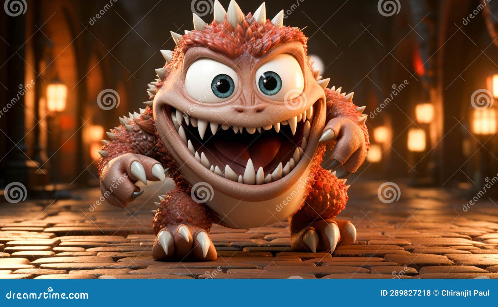 A Cartoon Character with Sharp Teeth and Eye Stock Illustration ...