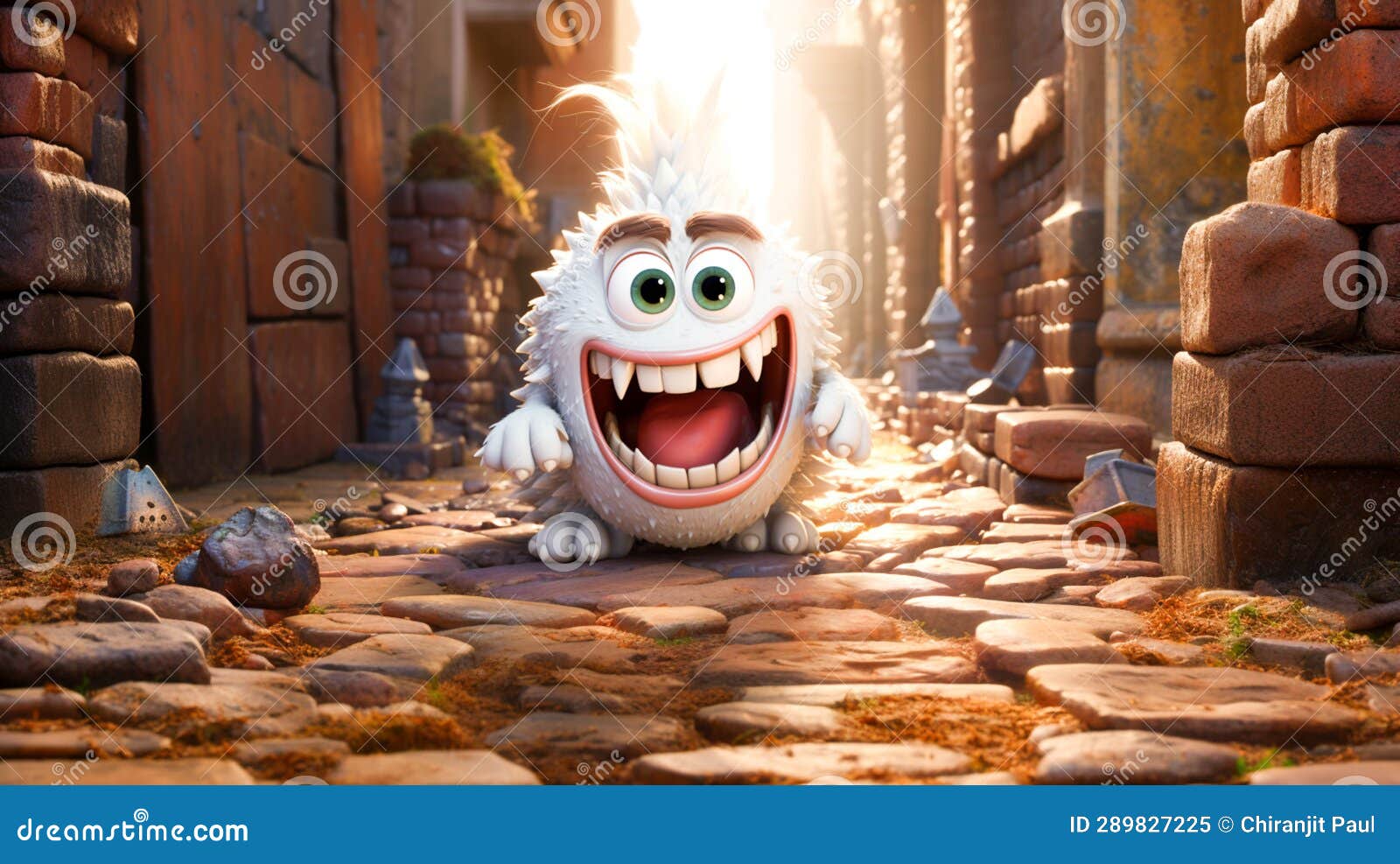 A Cartoon Character with Sharp Teeth and Eye Stock Illustration ...