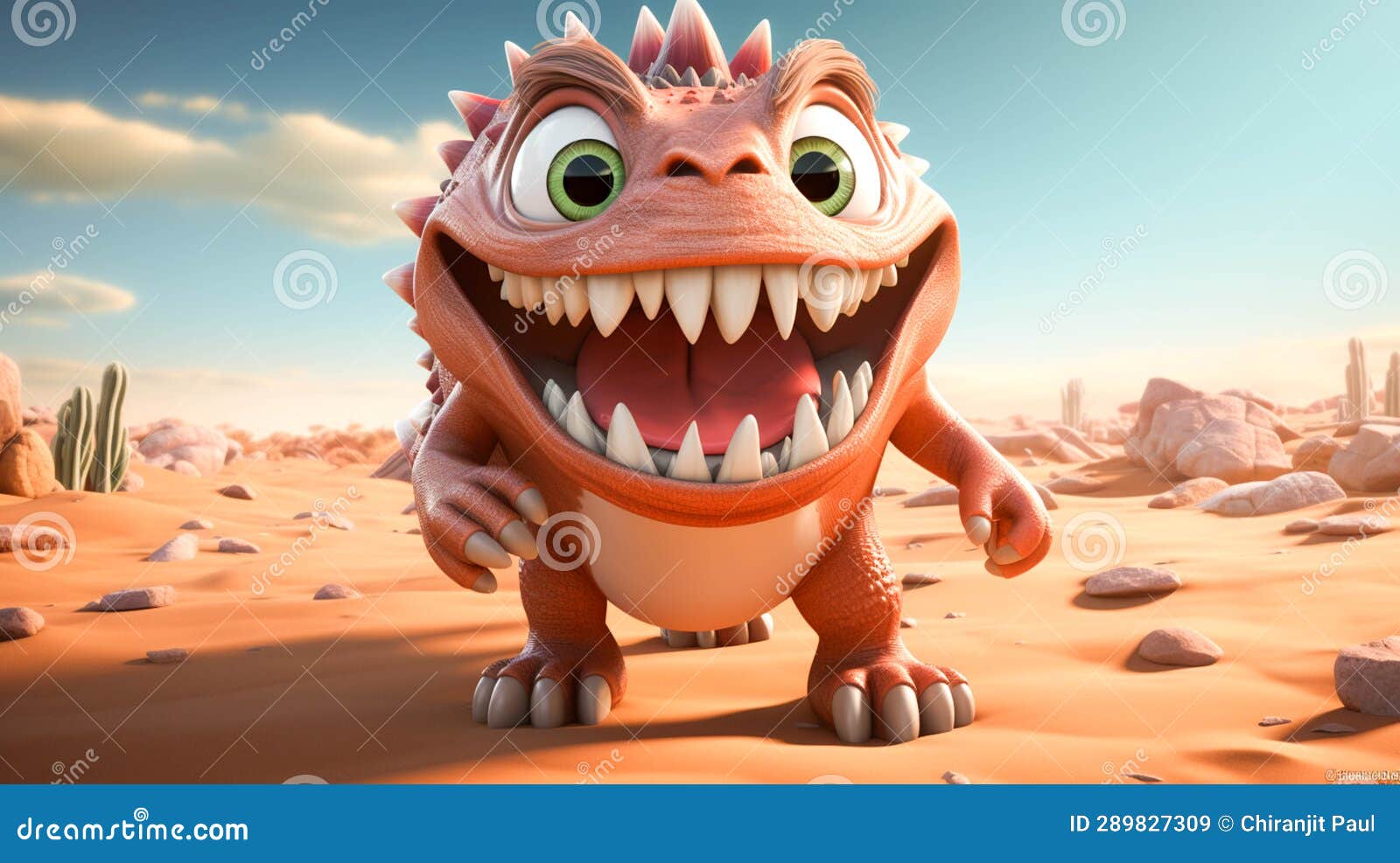 A Cartoon Character with Sharp Teeth and Eye Stock Illustration ...