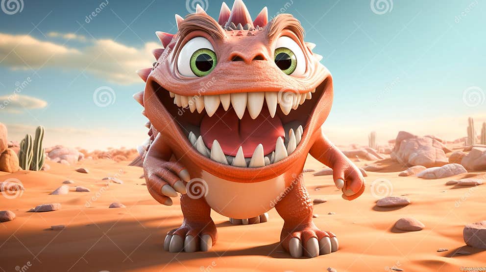 A Cartoon Character with Sharp Teeth and Eye Stock Illustration ...