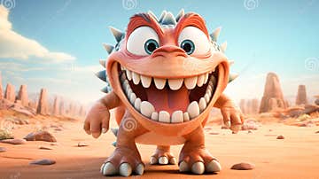 A Cartoon Character with Sharp Teeth and Eye Stock Illustration ...