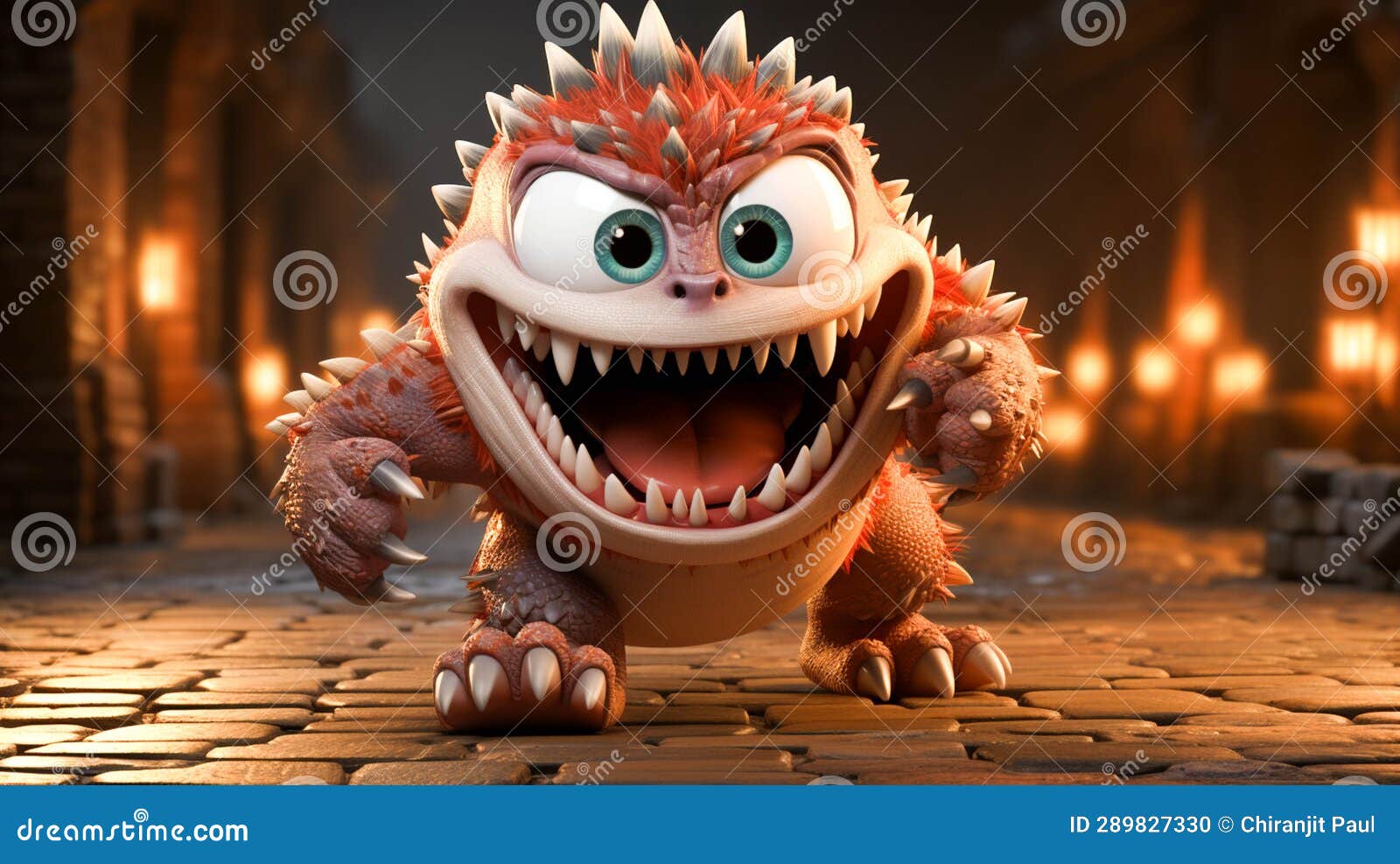 A Cartoon Character with Sharp Teeth and Eye Stock Illustration ...