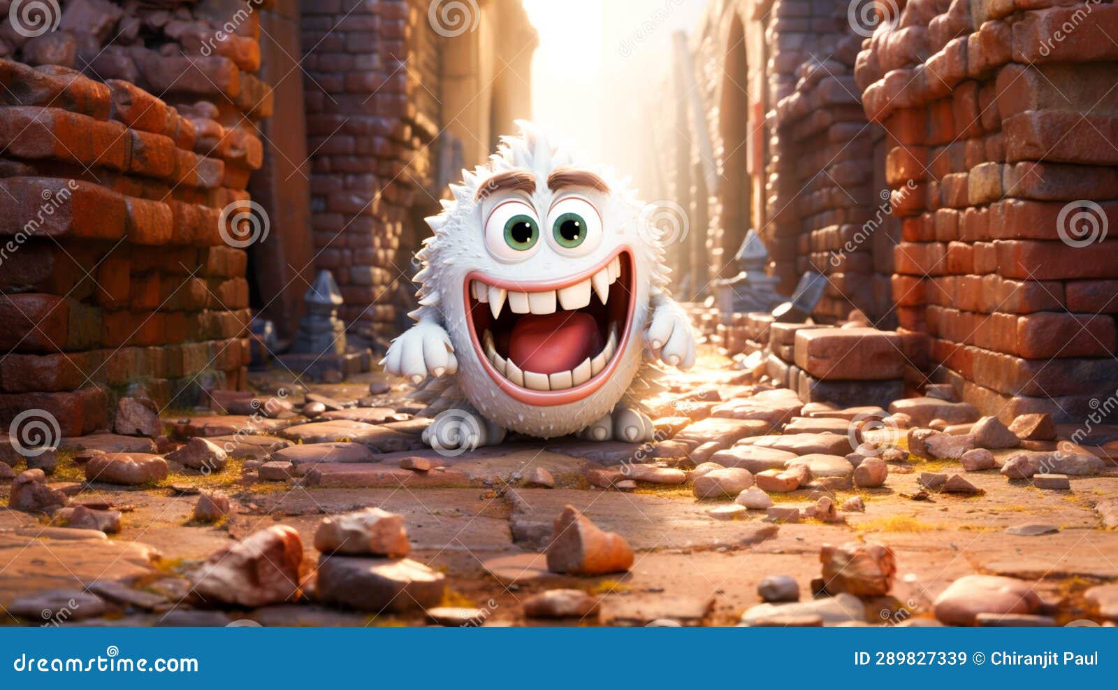 A Cartoon Character with Sharp Teeth and Eye Stock Illustration ...