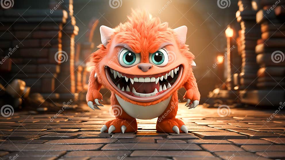 A Cartoon Character with Sharp Teeth and Eye Stock Illustration ...