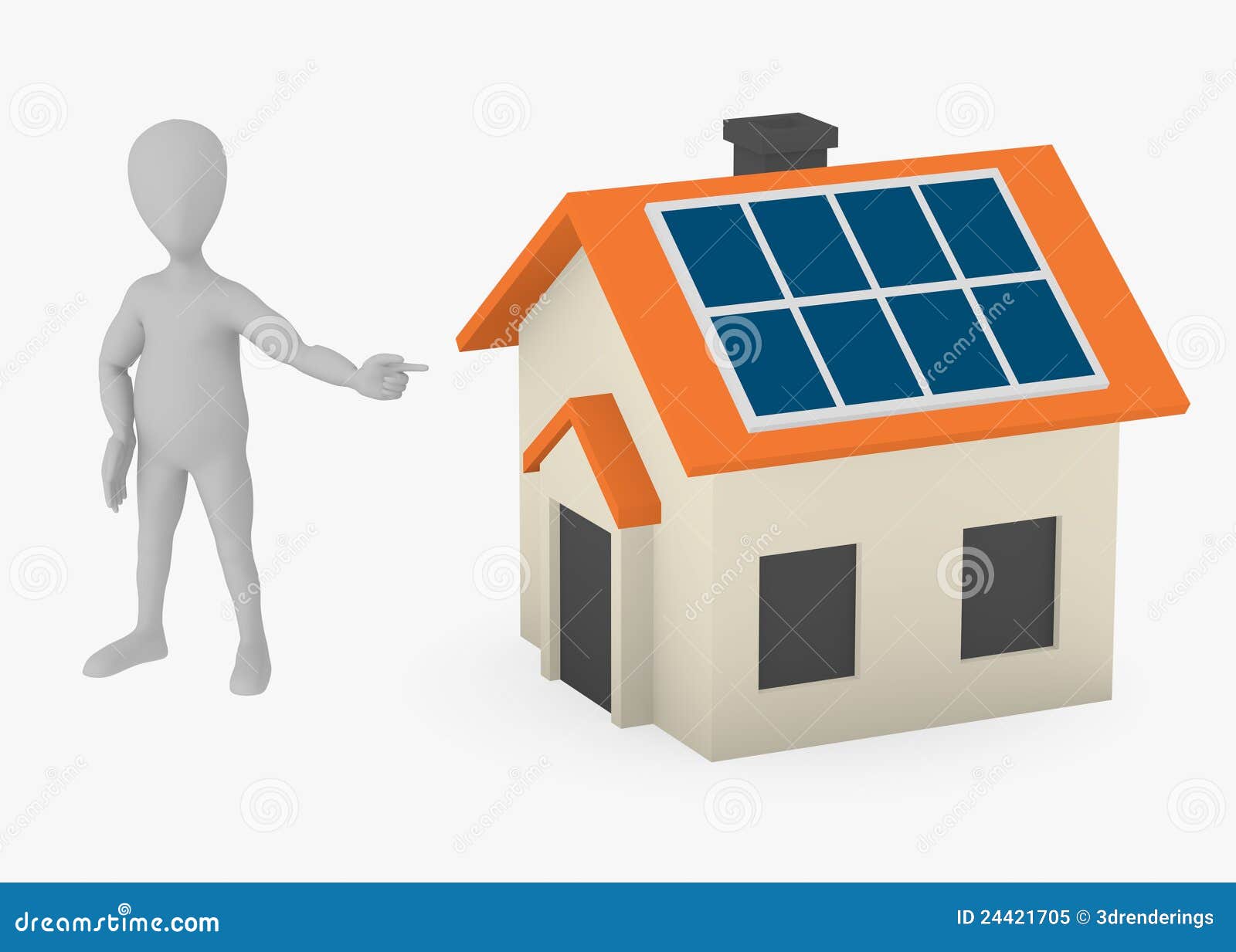 Cartoon Character Showing Solar House Stock Illustration - Illustration ...