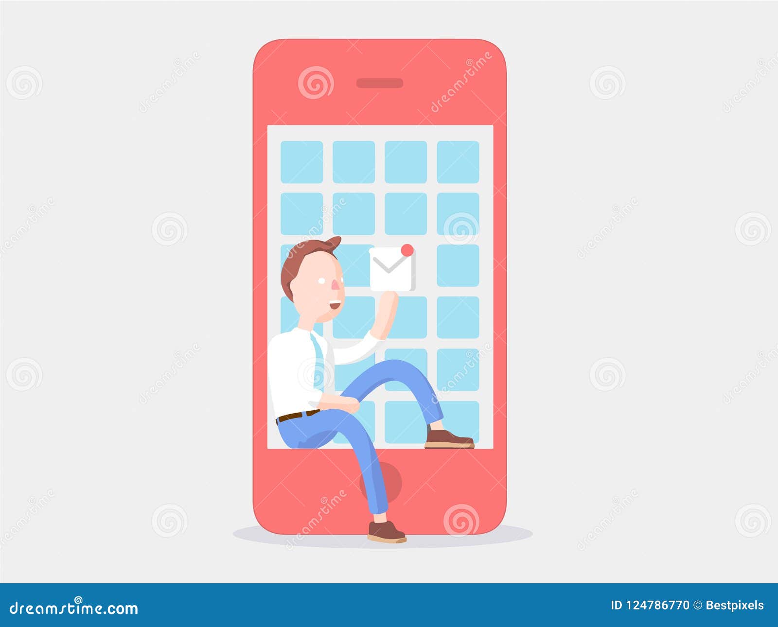Vector Illustration. Jimmy Received an Email. Stock Vector ...
