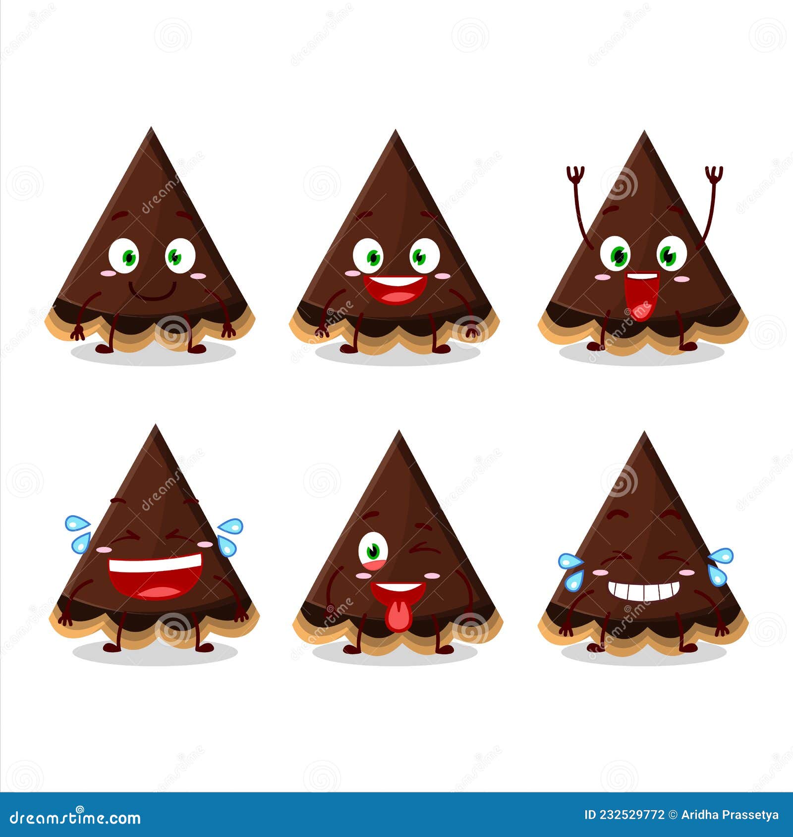 Cartoon Character of Slice of Chocolate Tart with Smile Expression ...