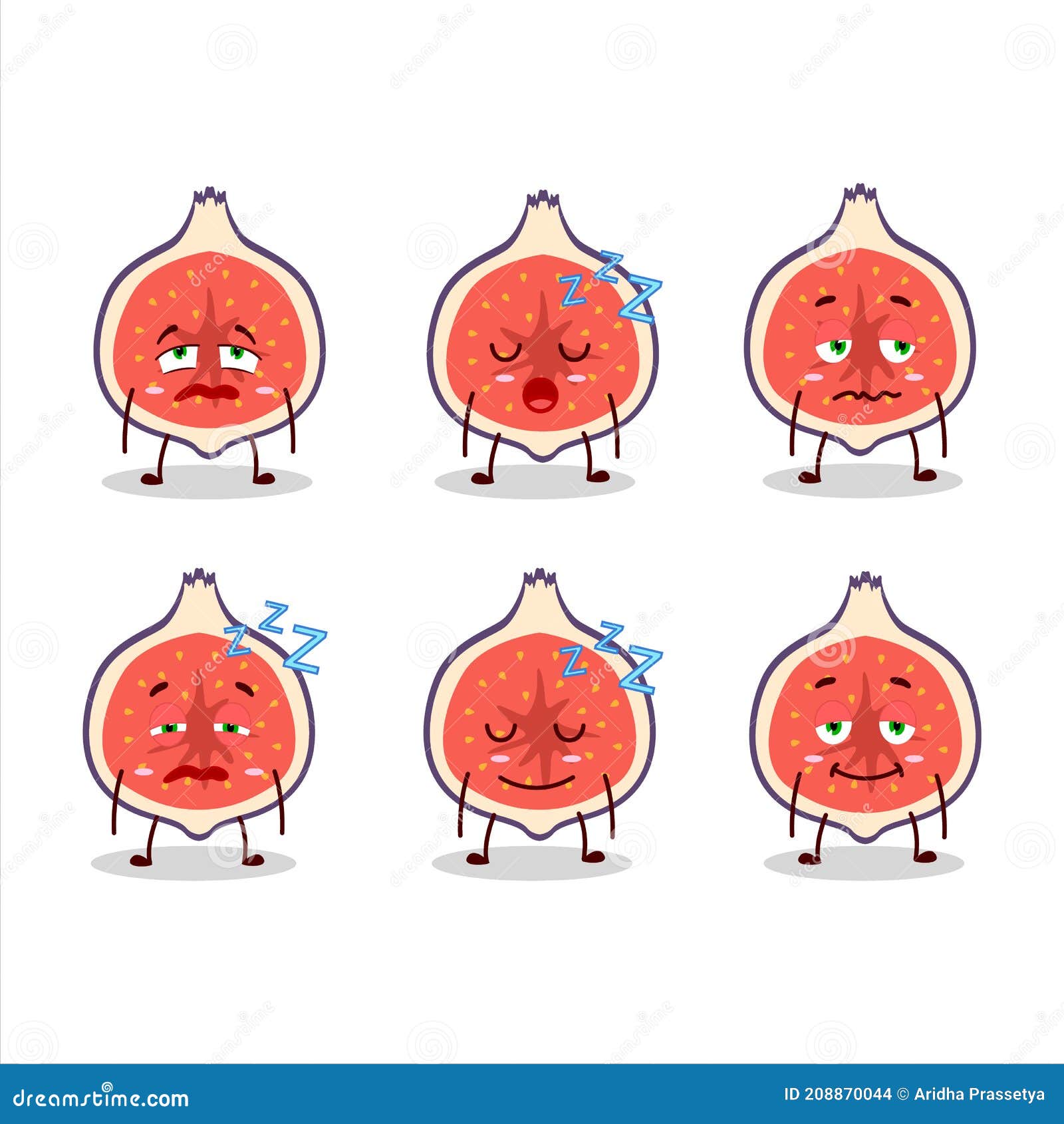 Cartoon Character of Slice of Fig with Sleepy Expression Stock Vector ...