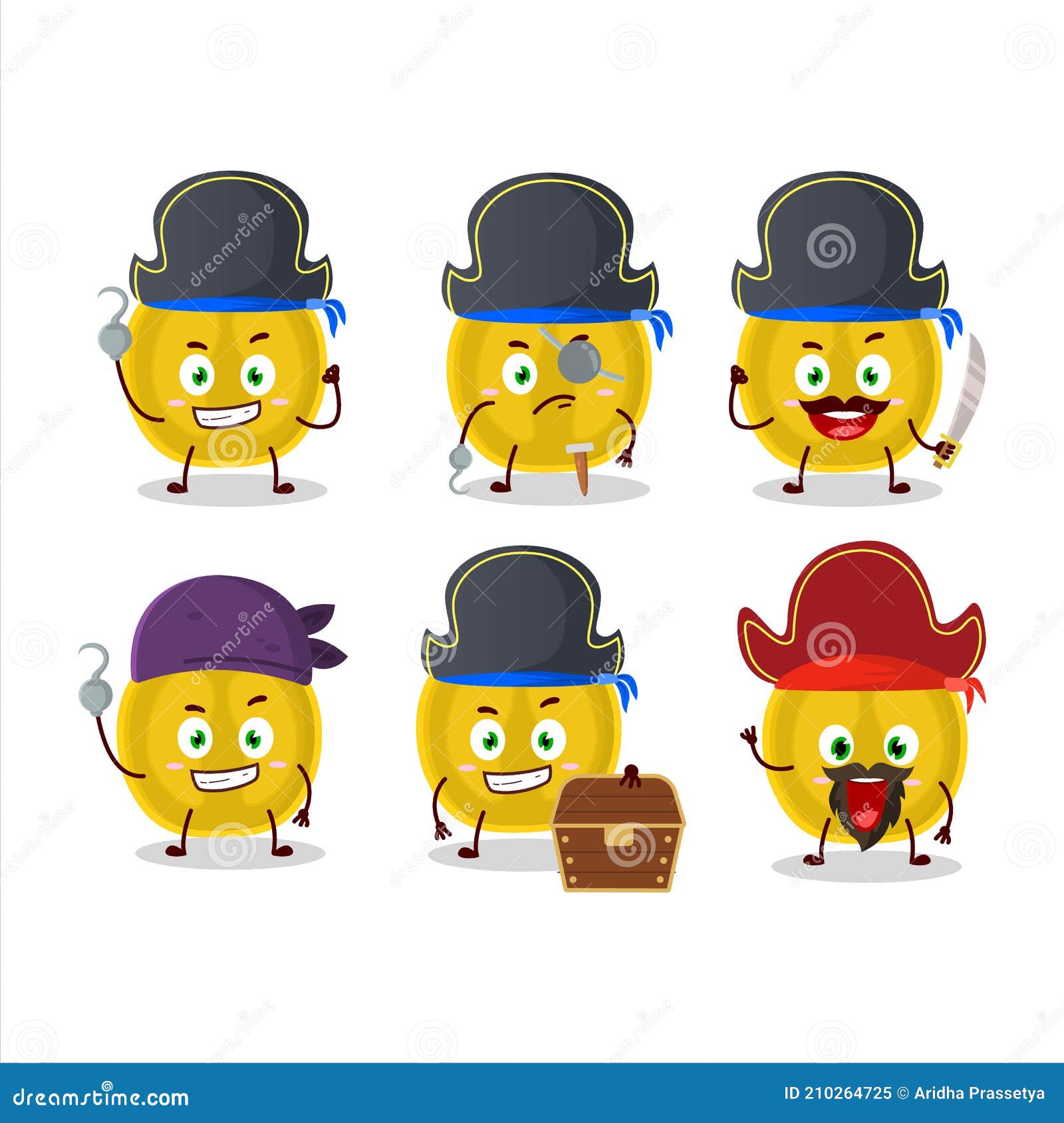 Cartoon Character of Slice of Nance with Various Pirates Emoticons ...