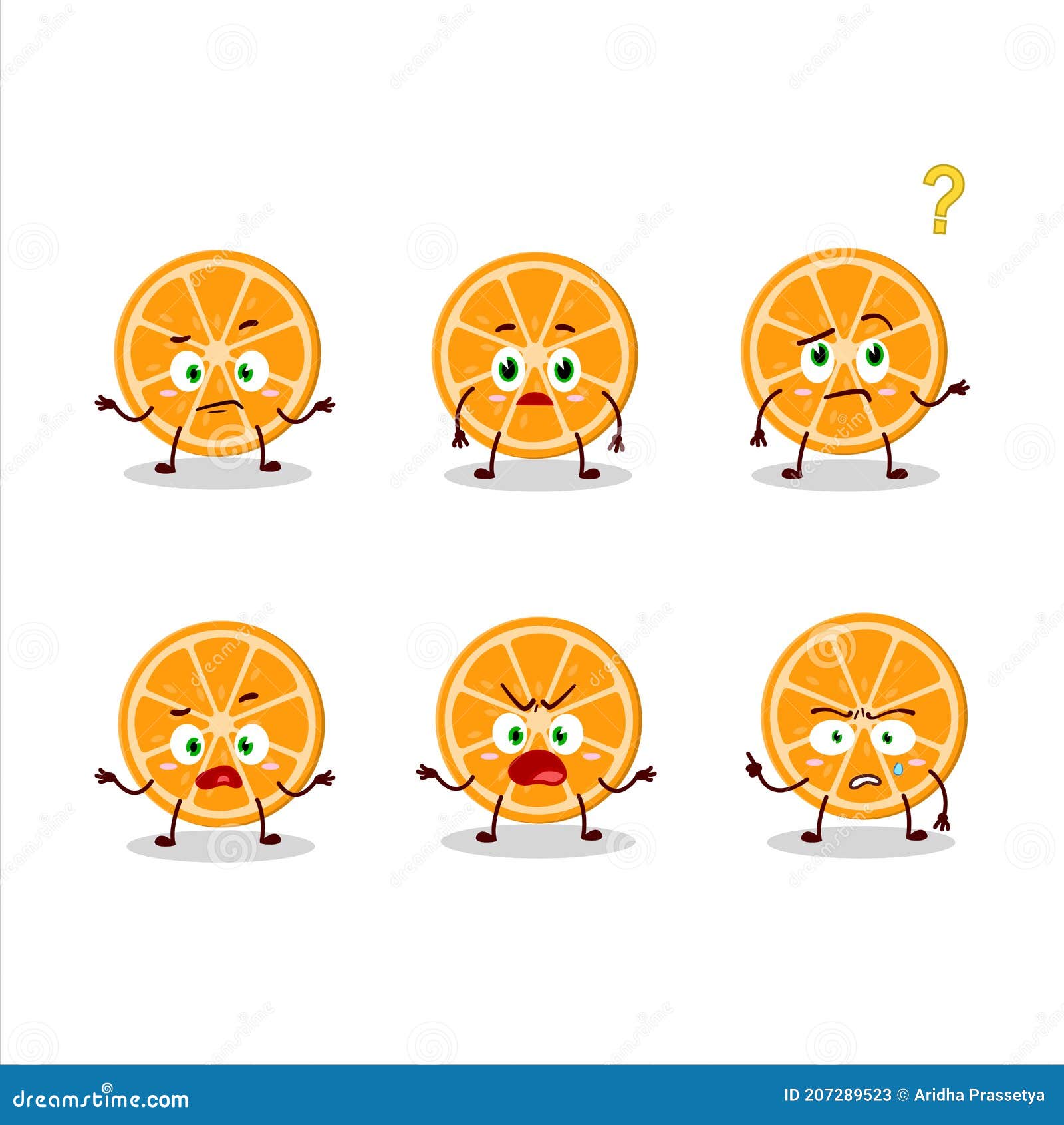 Cartoon Character of Slice of Orange with What Expression Stock Vector ...