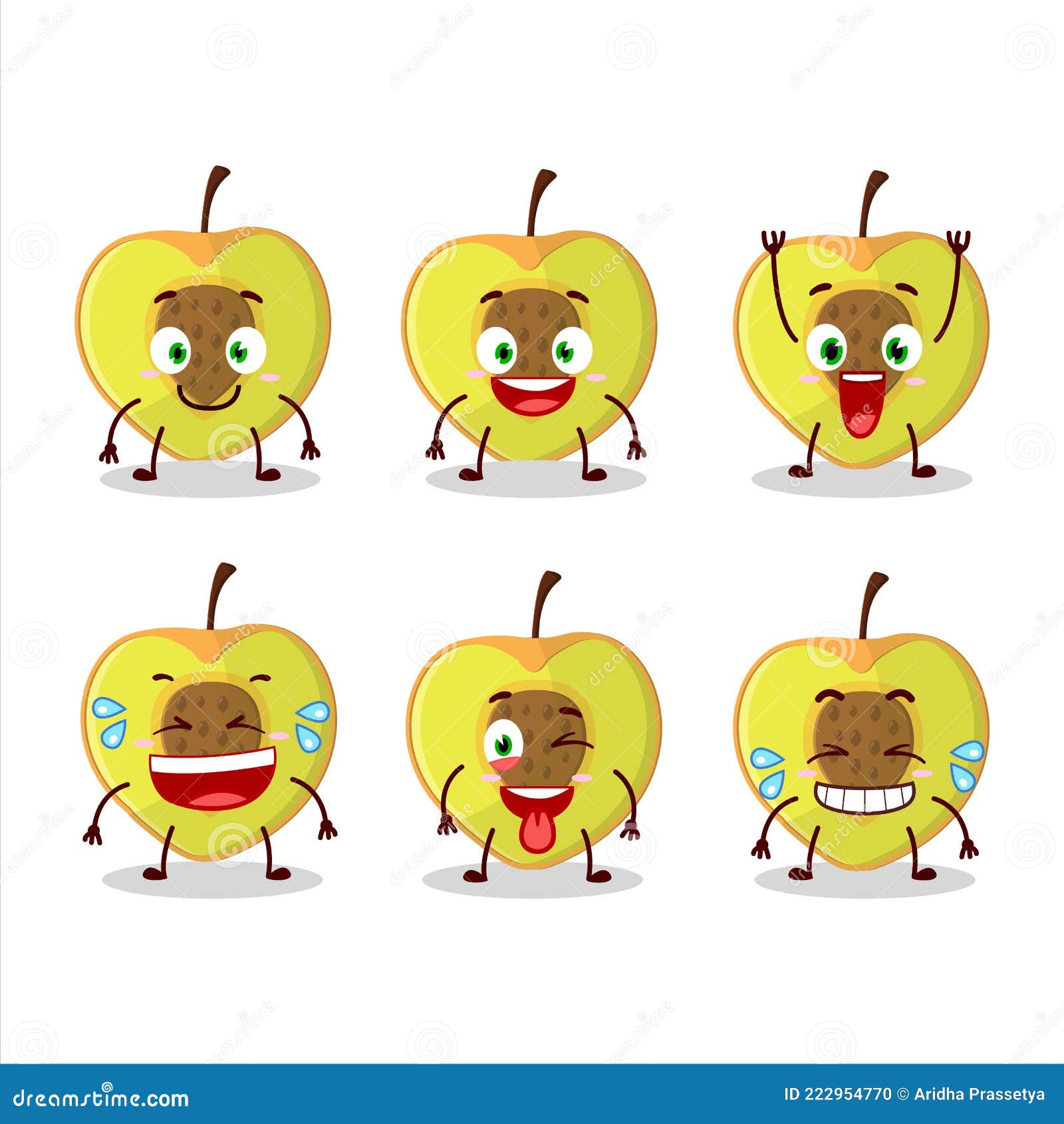 Cartoon Character of Slice of Peach with Smile Expression Stock ...