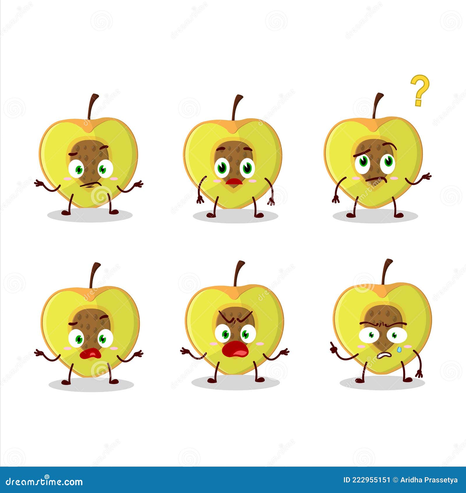Cartoon Character of Slice of Peach with What Expression Stock Vector ...