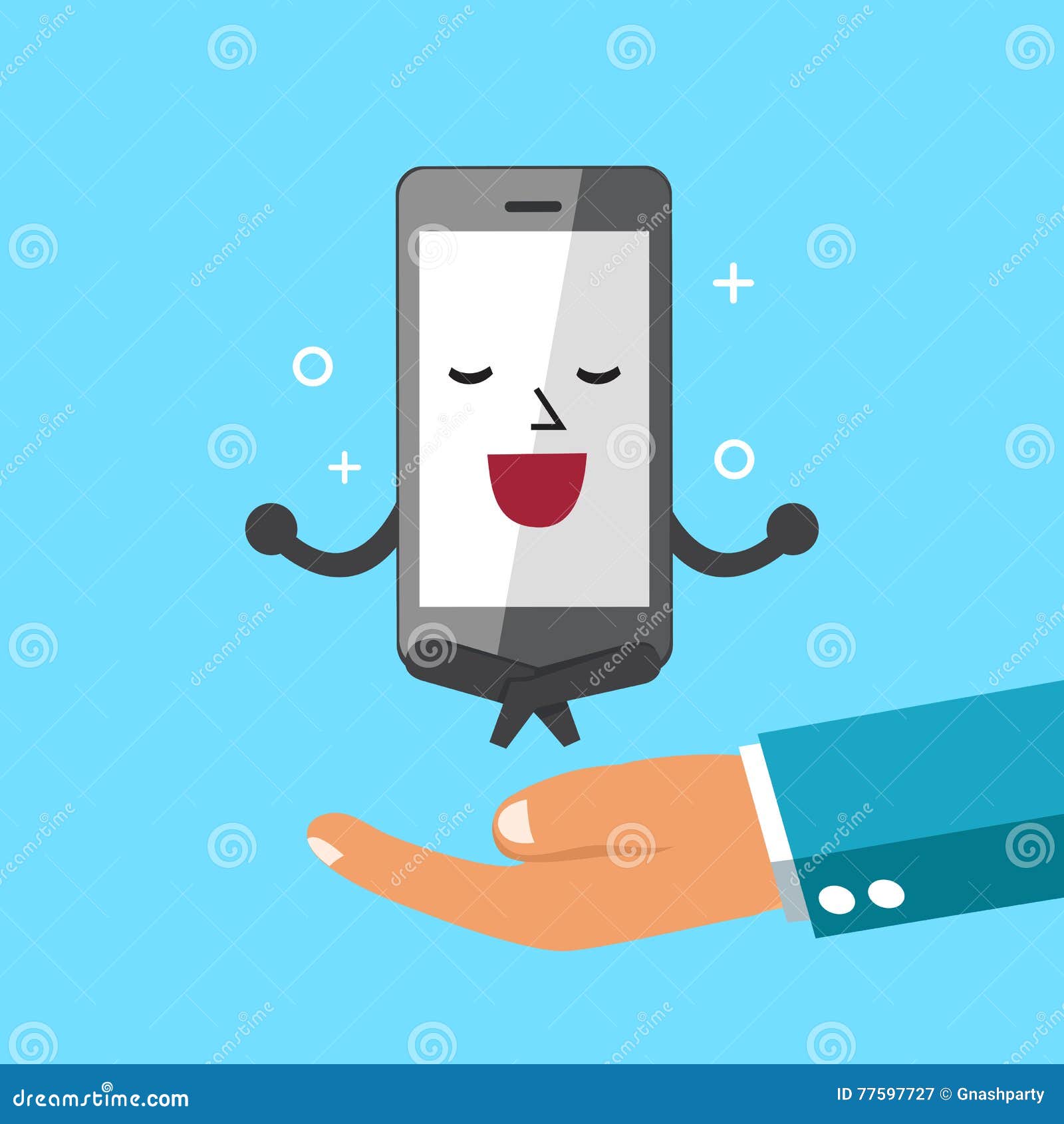 Cartoon Character Smartphone with Big Hand Stock Vector - Illustration ...