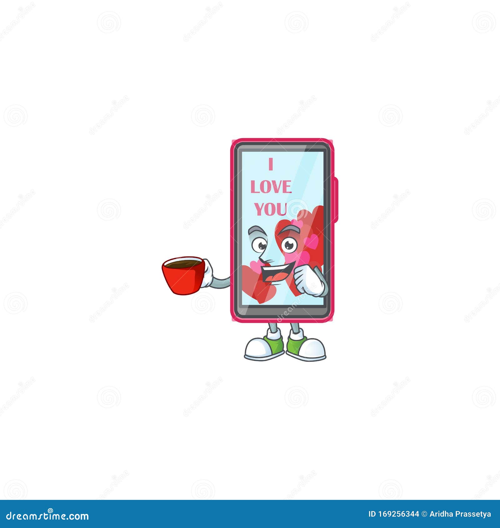 Cartoon Character of Smartphone Love with a Cup of Coffee Stock Vector ...