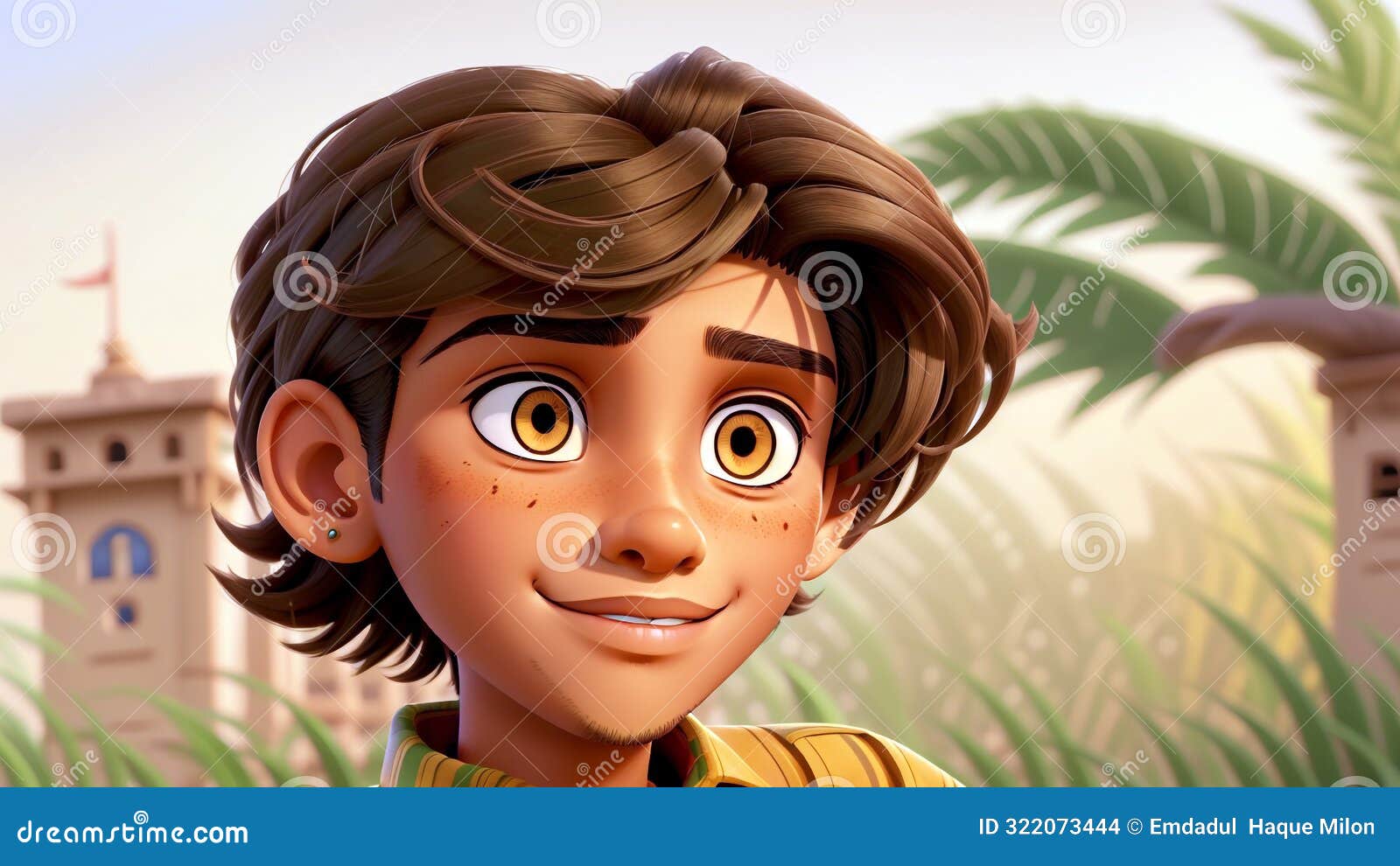 A Cartoon Character with a Smile on His Face on Man, AI Generated Stock ...