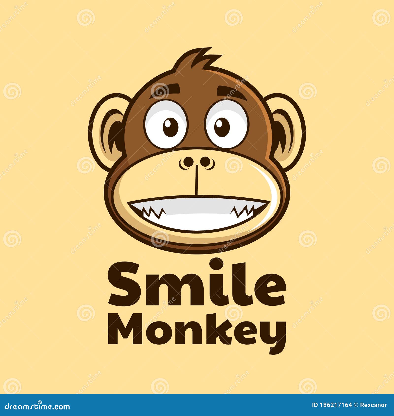 Cartoon Smile Monkey Mascot Logo Design Stock Vector - Illustration of ...