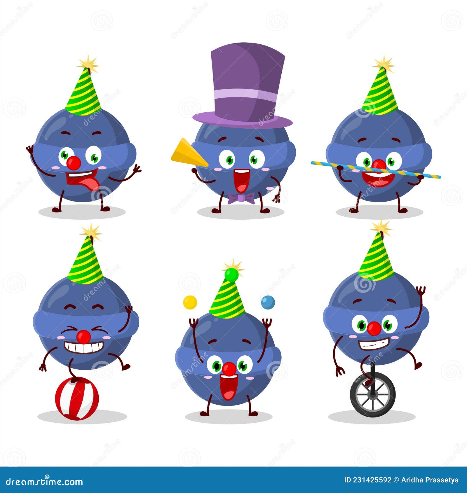 Cartoon Character of Smoke Bomb Firework with Various Circus Shows ...