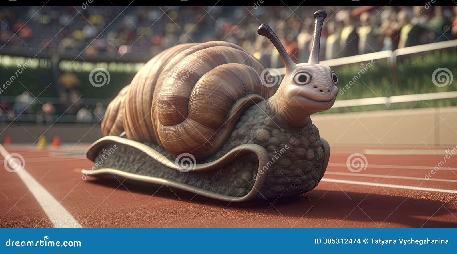 Cartoon Character Snail on a Running Track at the Stadium Stock Photo ...