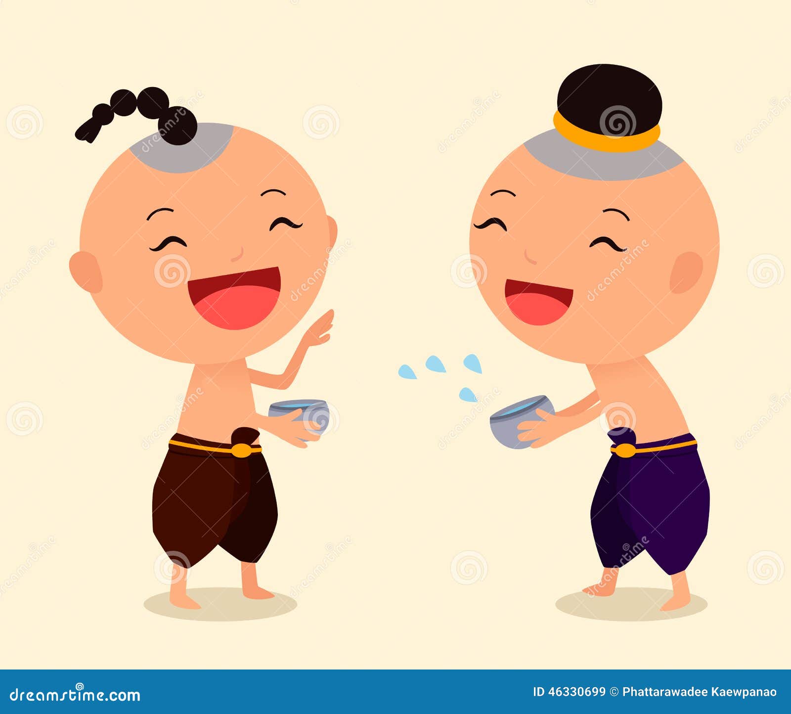 Cartoon Character Songkran 4 Stock Vector - Illustration of happiness ...