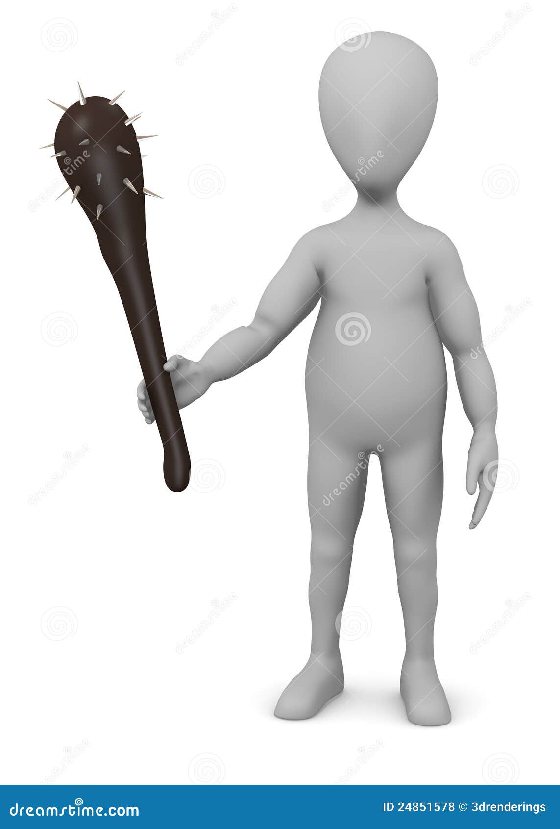 Spiked Cudgel Club Weapon Isolated On White Background. Vector Cartoon ...