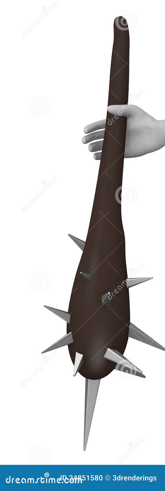 Spiked Cudgel Club Weapon Isolated On White Background. Vector Cartoon ...