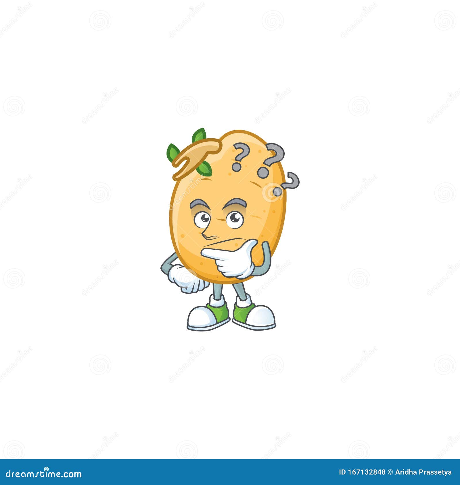 Smart One Eye Sprouted Potato Tuber Detective Cartoon Character Design ...