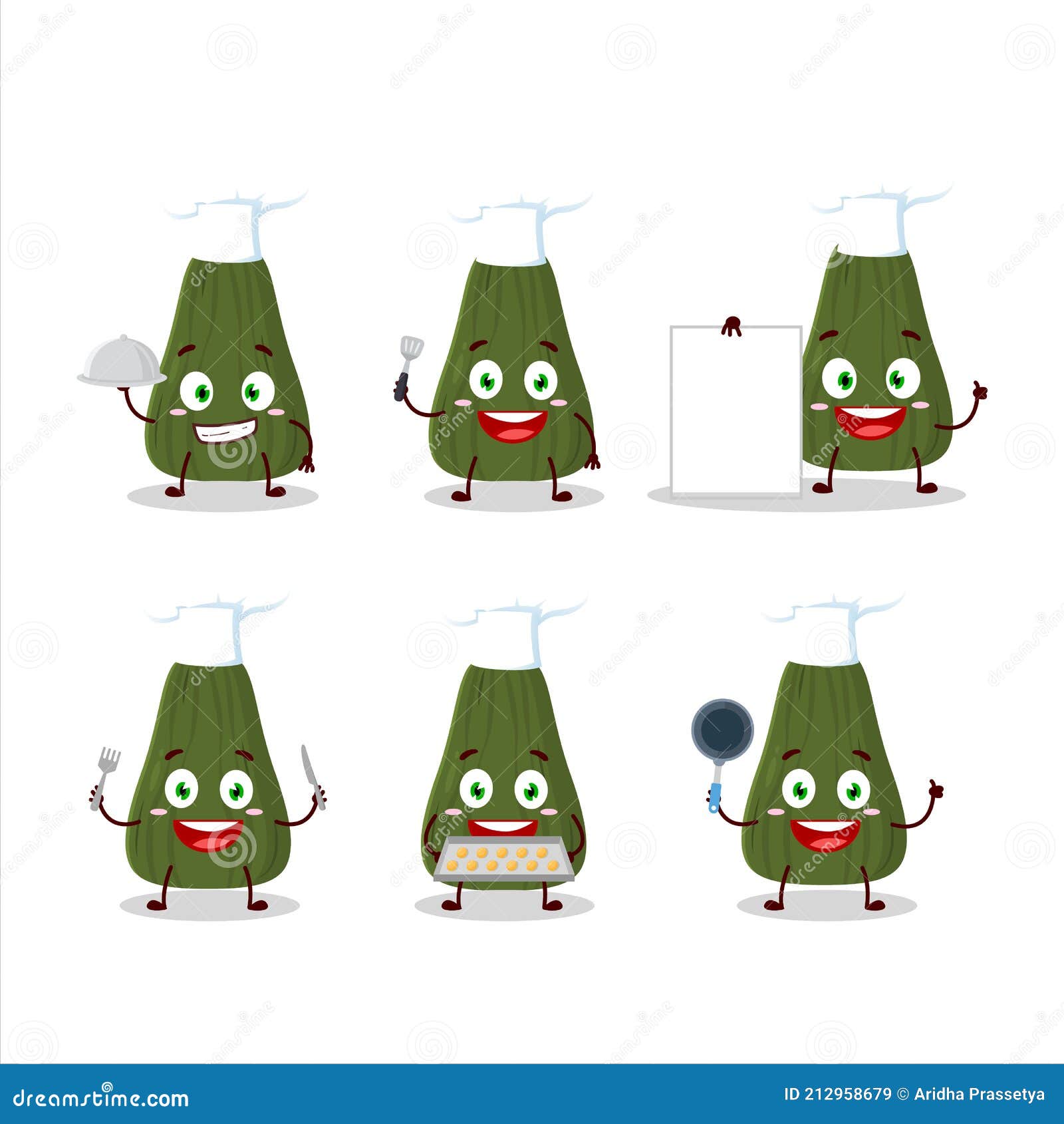 Cartoon Character of Squash with Various Chef Emoticons Stock ...